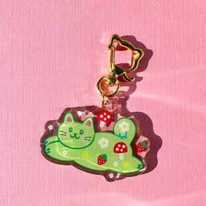 Flying Cat Acrylic Keychain//cartoon Art Style Double-sided Epoxy ...