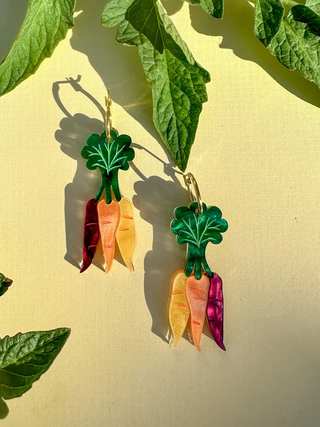 Rainbow Carrot Dangle Earrings: Acrylic Vegetable Statement Jewelry - Etsy
