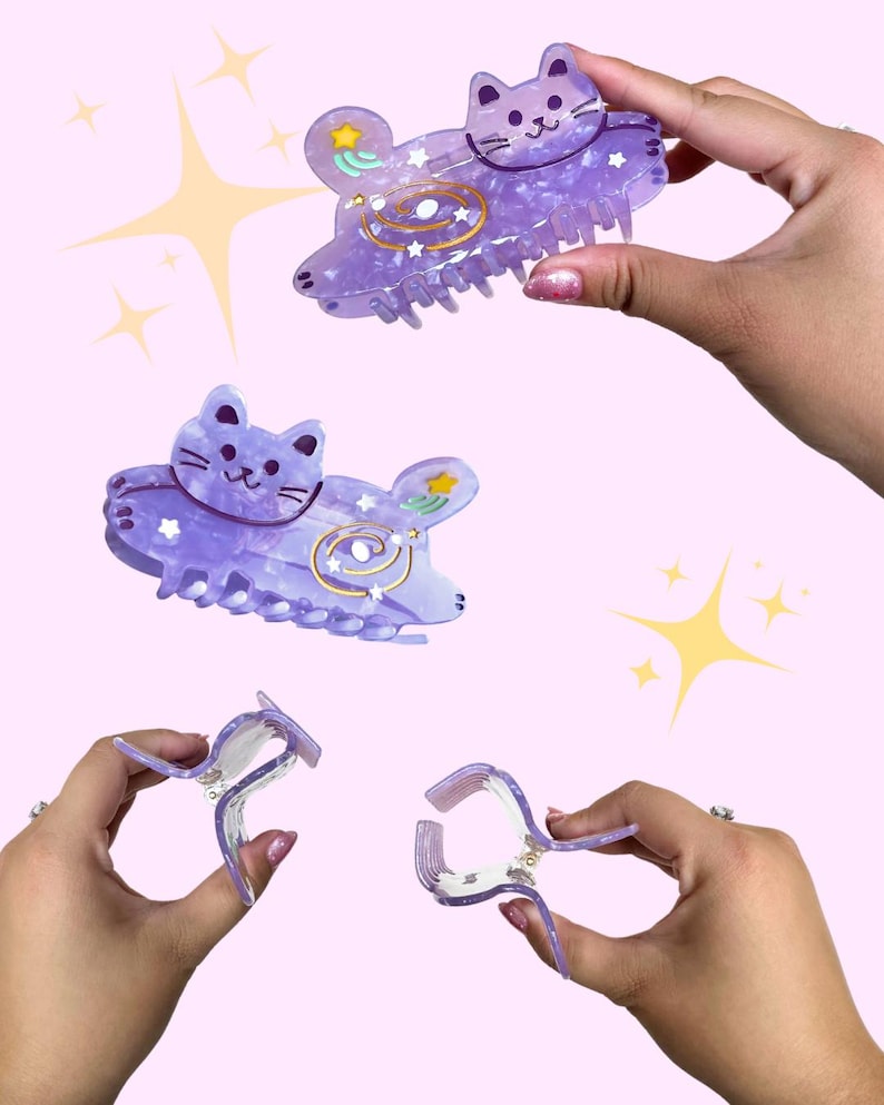 Galaxy Cat Hair Claw Clip: Cellulose Acetate Hair Accessory - Etsy