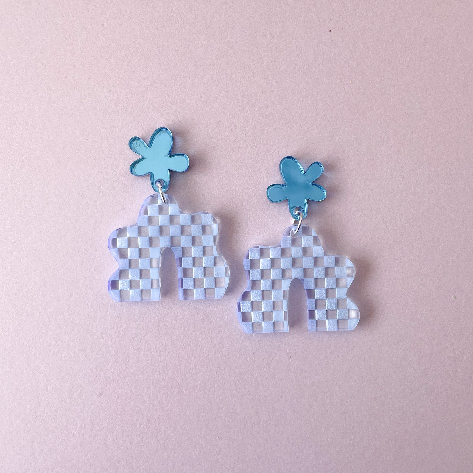 Sunnie Checker Blob Arch//statement Earring//acrylic - Etsy