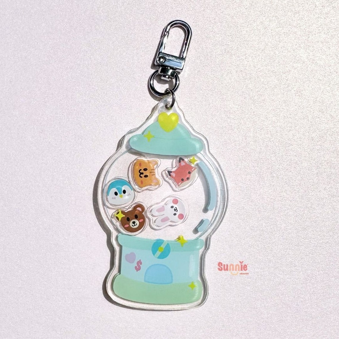 Animal Gumball Machine Keychain: Double-sided Acrylic Glitter Charm - Etsy
