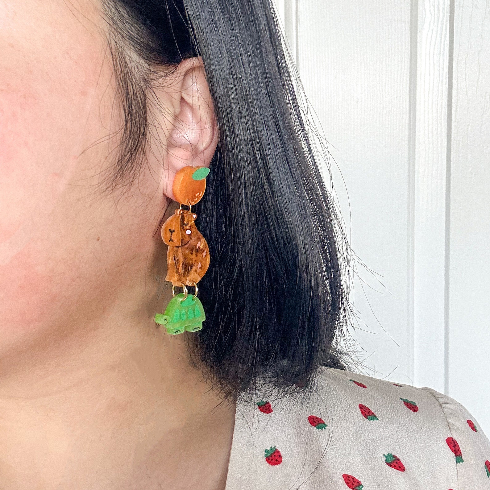 Cappy the Capybara Acrylic Earrings: Spring Animal Dangle - Etsy