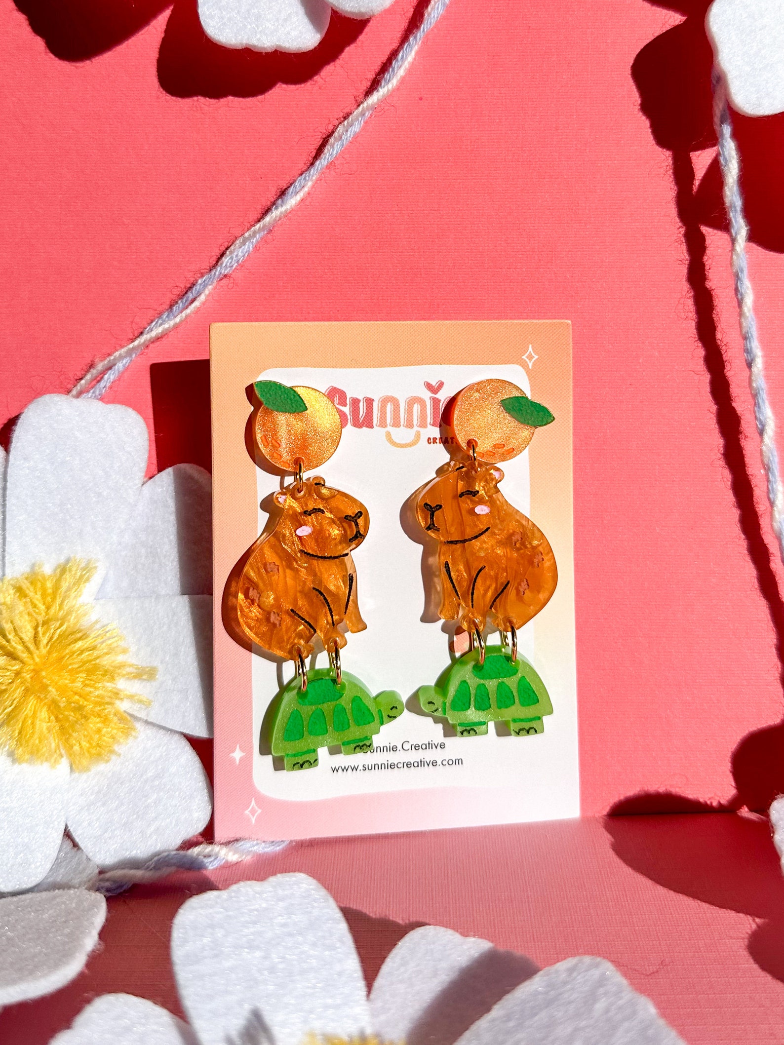 Cappy the Capybara Acrylic Earrings: Spring Animal Dangle - Etsy