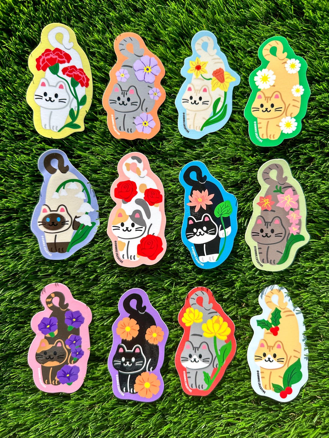 Birth Months Flower Cats Sticker//cute Cat//decals for Planners ...