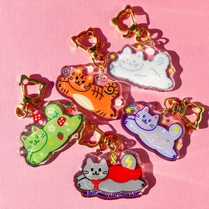 Flying Cat Acrylic Keychain//cartoon Art Style Double-sided Epoxy ...