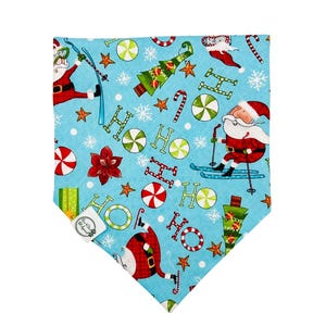 Red, Blue, Santa Bandana Christmas Reversible Dog Bandana, Ho Ho ...
