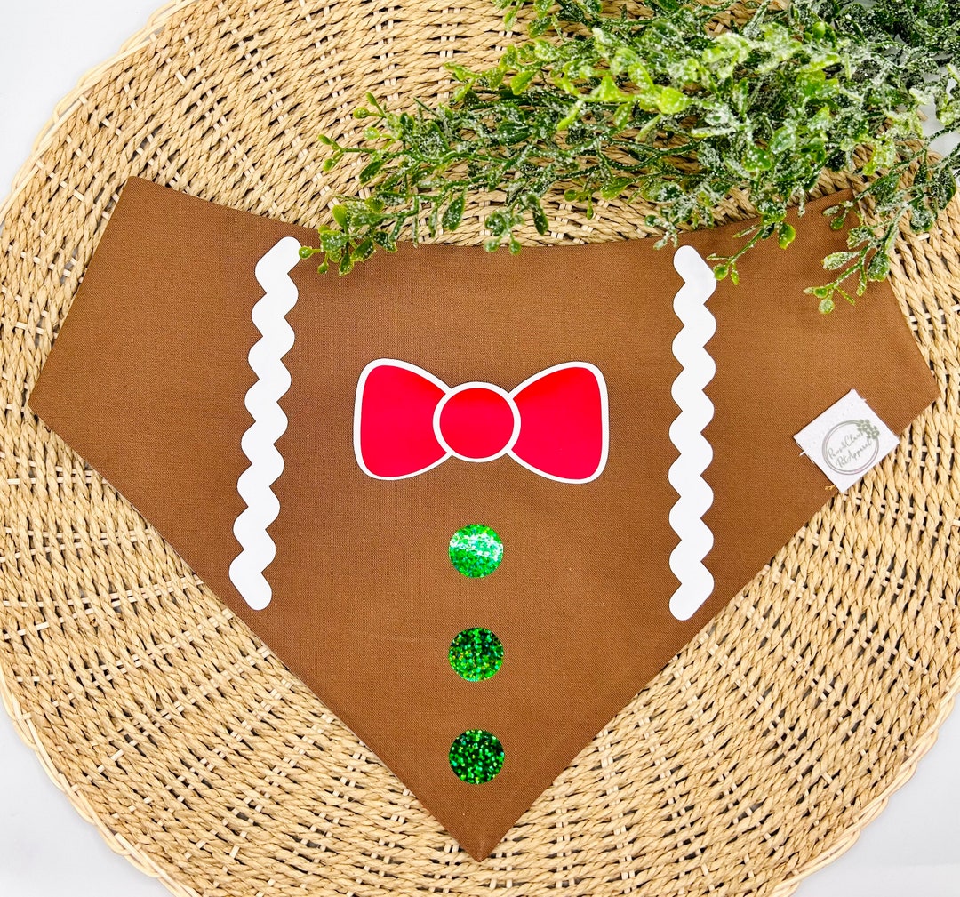 Christmas Dog Gingerbread Man Pet Bandana, Bandana, Personalized ...