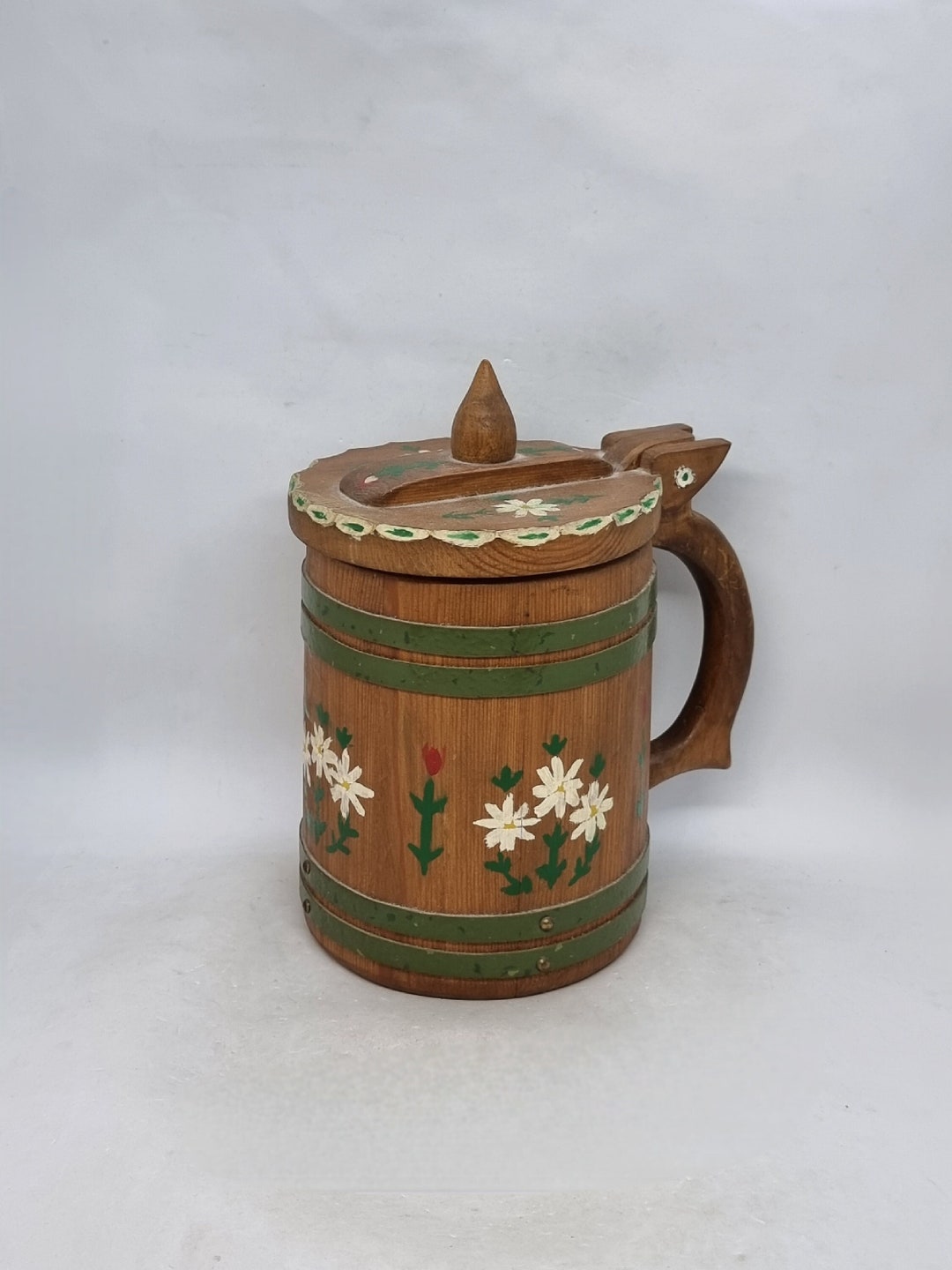 Vintage Folk Art Wooden Beer Stein | Made in Sweden | - Etsy