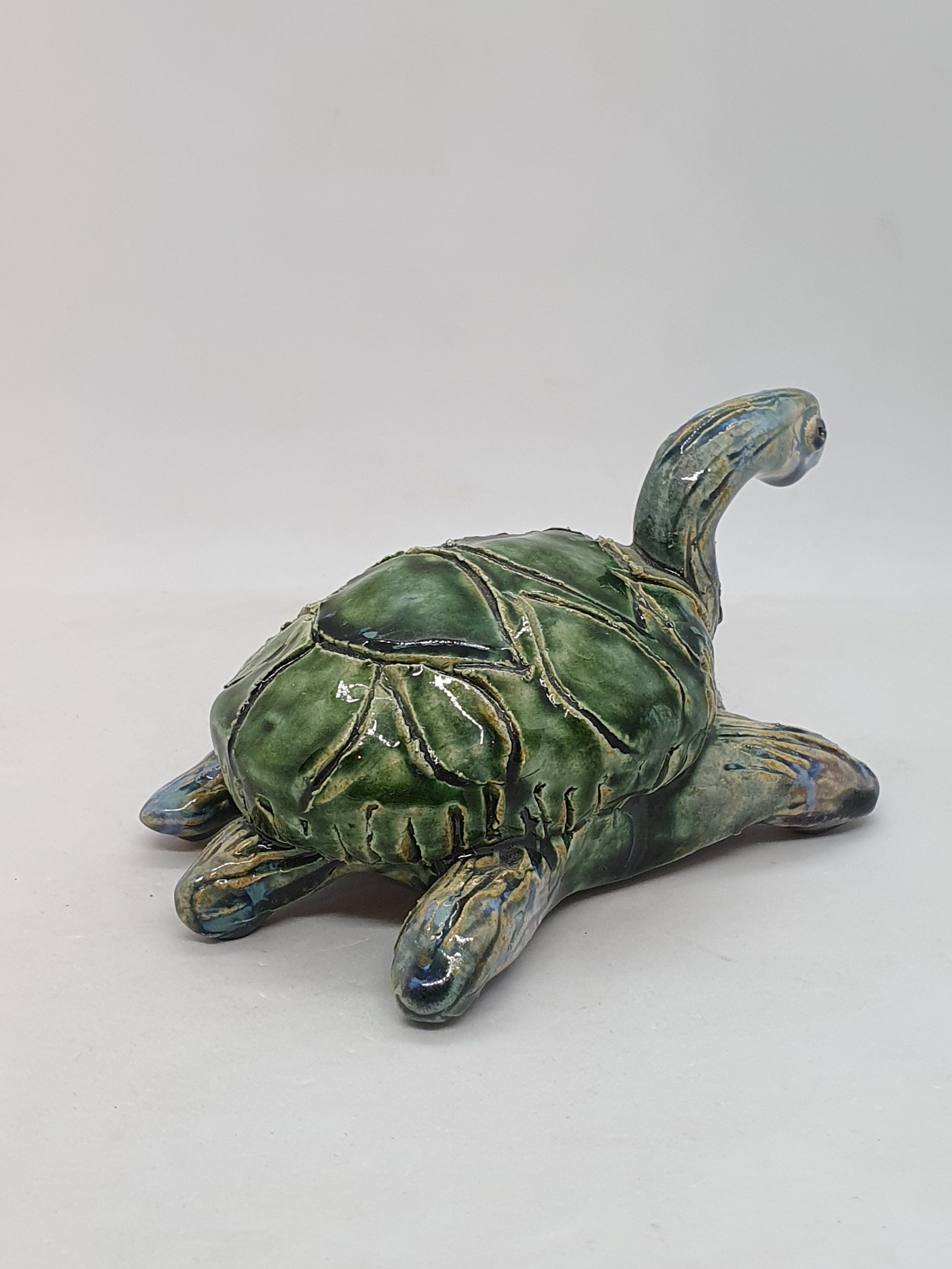 Vintage Ceramic glazed turtle figurine Home Decoration | Etsy