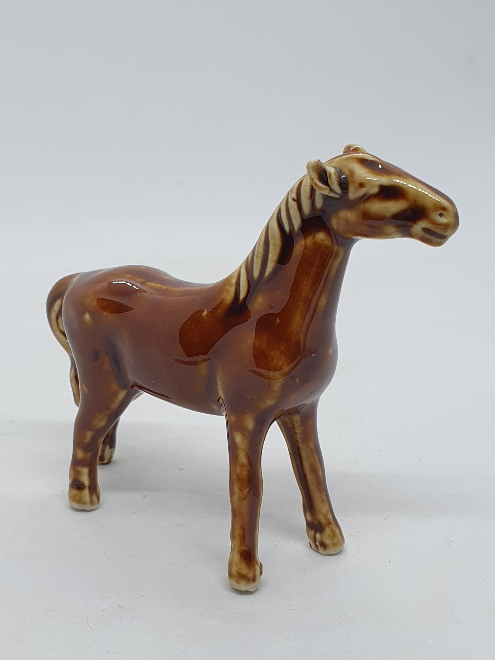 Vintage Brown Glazed Ceramic Small Horse Figurine | Germany 1970-1980 ...