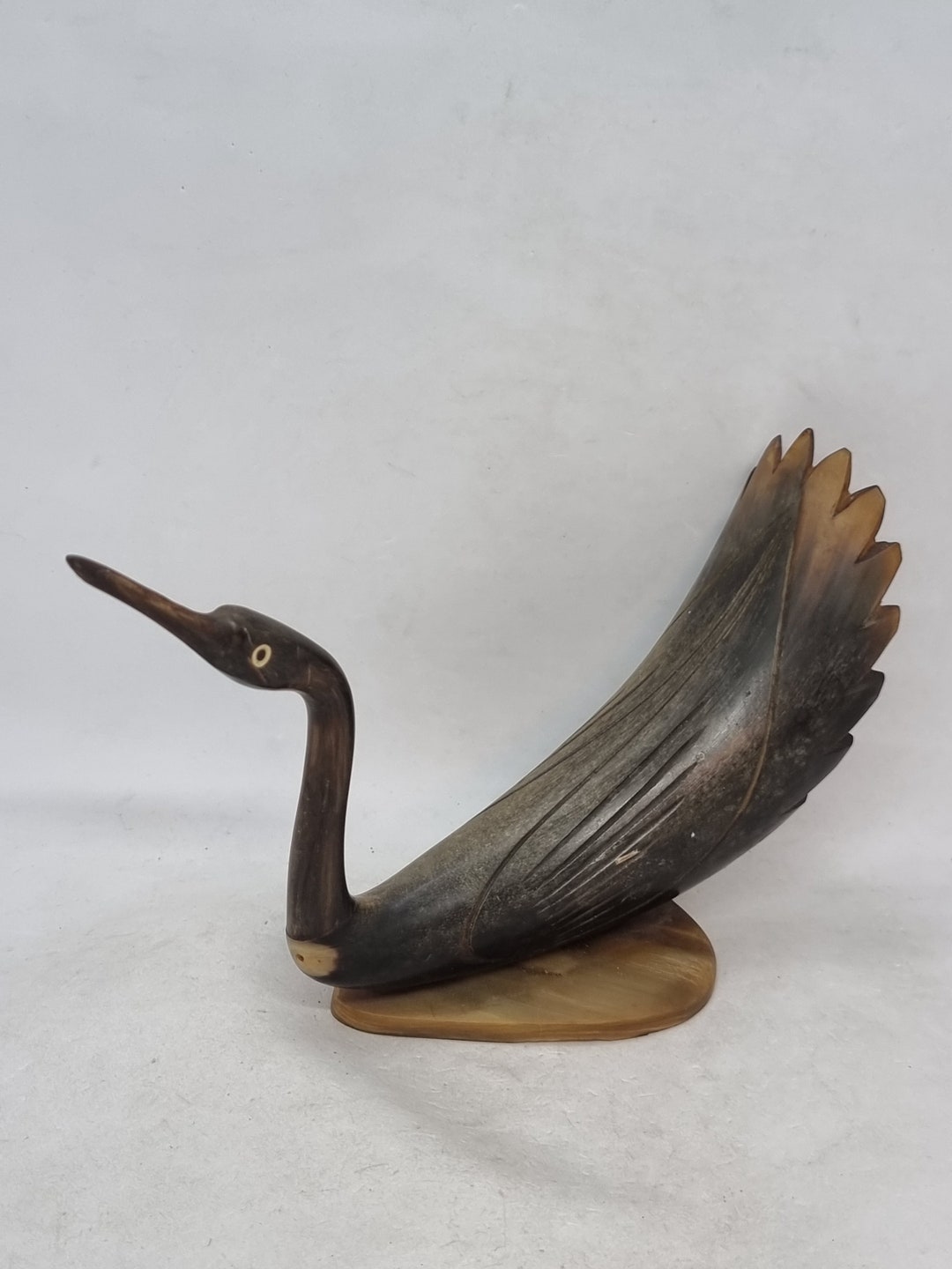 Vintage Hand-carved Horn Bird Sculpture | - Etsy
