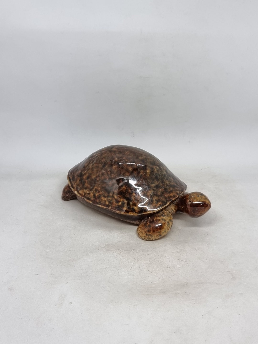 Vintage Glazed Ceramic Turtle Figurine | Made in Sweden | - Etsy