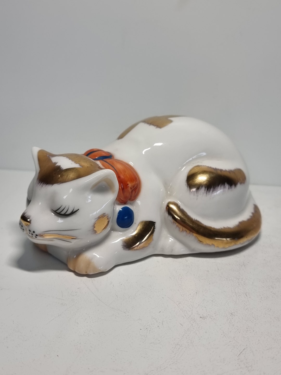 Vintage Porcelain Cat Figurine | Made in Japan | - Etsy