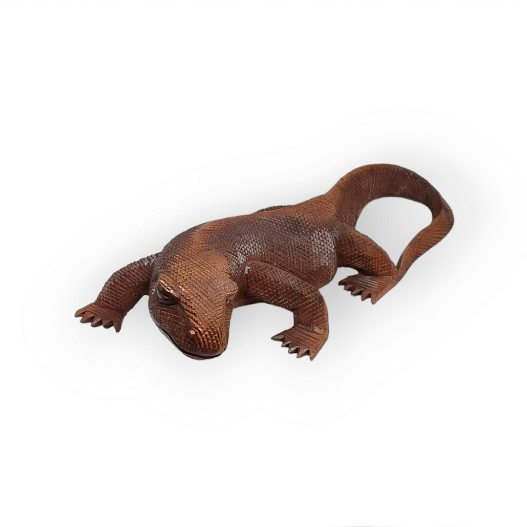 Vintage Hand Carved Wooden Komodo Dragon Sculpture - Etsy