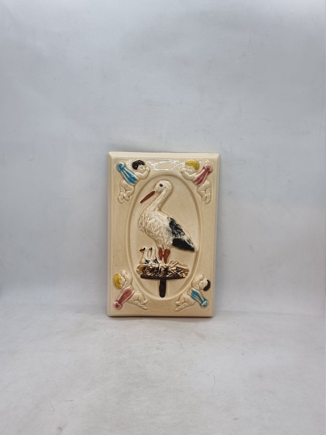 Vintage Ceramic Wall Plaque "stork Family" | Wall Decor | Made in ...