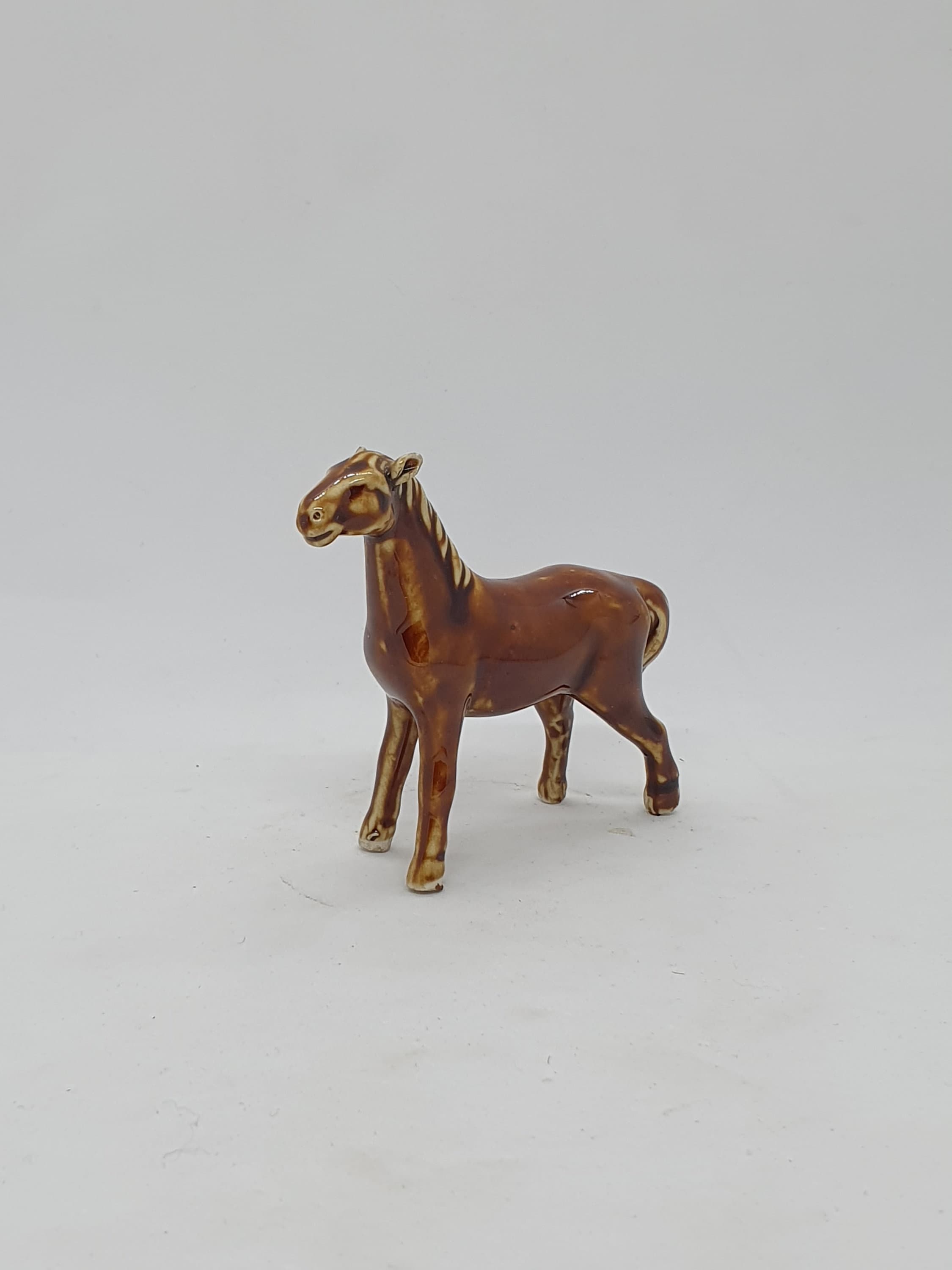 Vintage Brown Glazed Ceramic Small Horse Figurine | Germany 1970-1980 ...