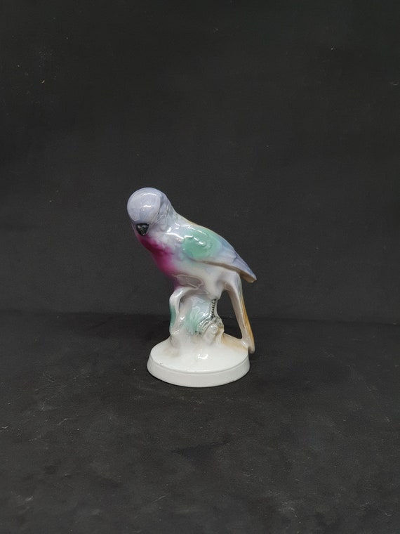 Vintage foreign porcelain decorative parrot figurine Made in | Etsy