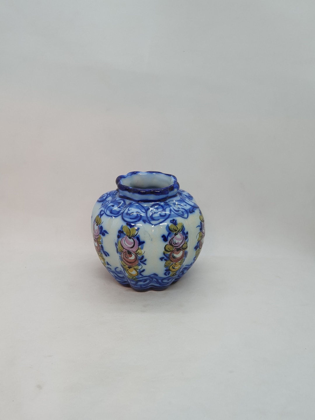 Vintage Alcobaca Portugal Hand Painted Pottery Vase | Made in Portugal ...