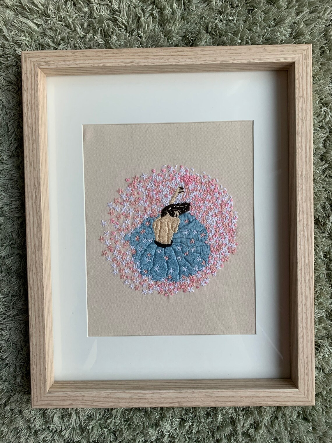 Floral Wall Art Thread Embroidery, Embroidery Art Framed, Hand ...