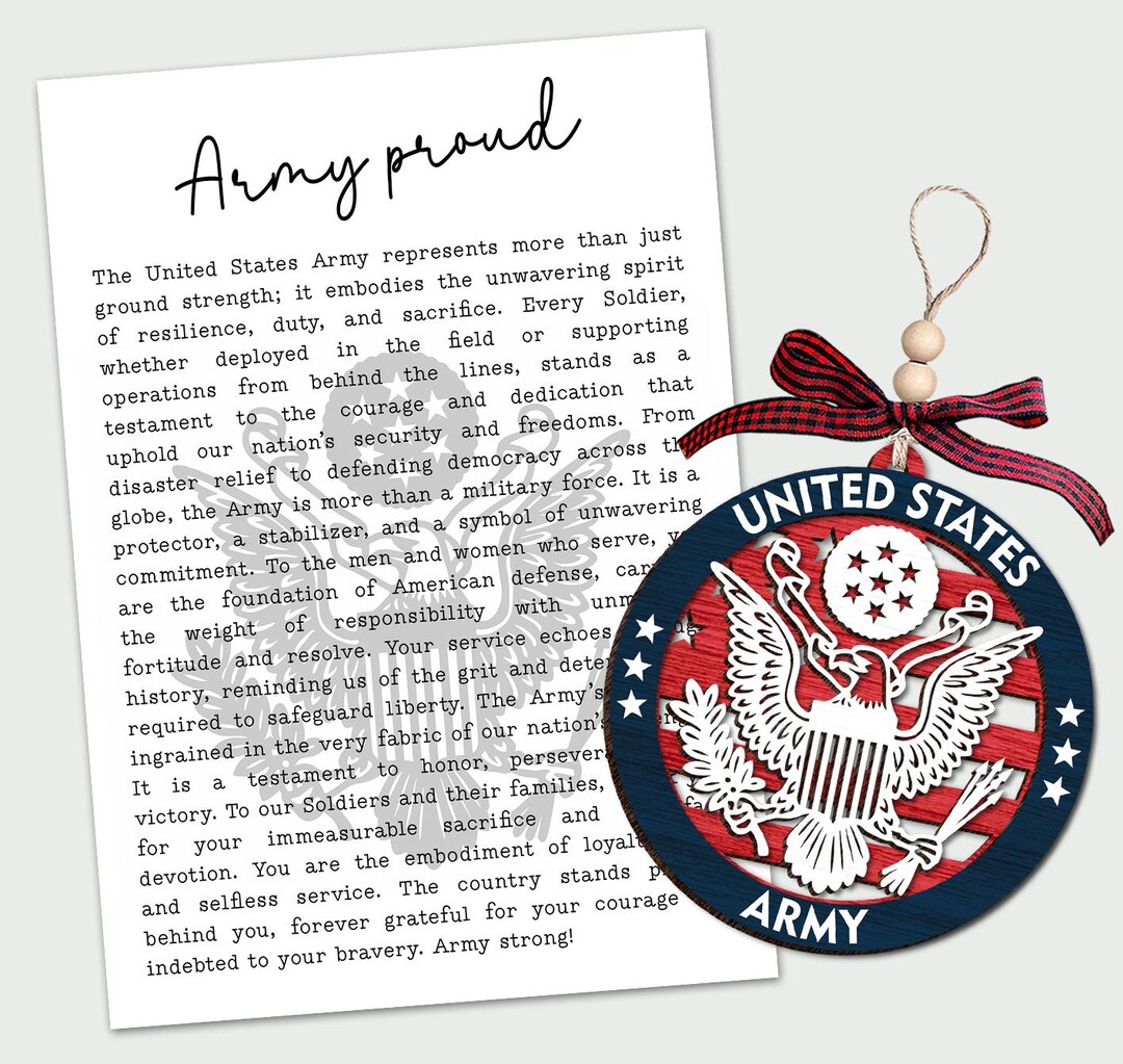 Army Ornament - Army Proud Story Card - Wooden Circle With United ...