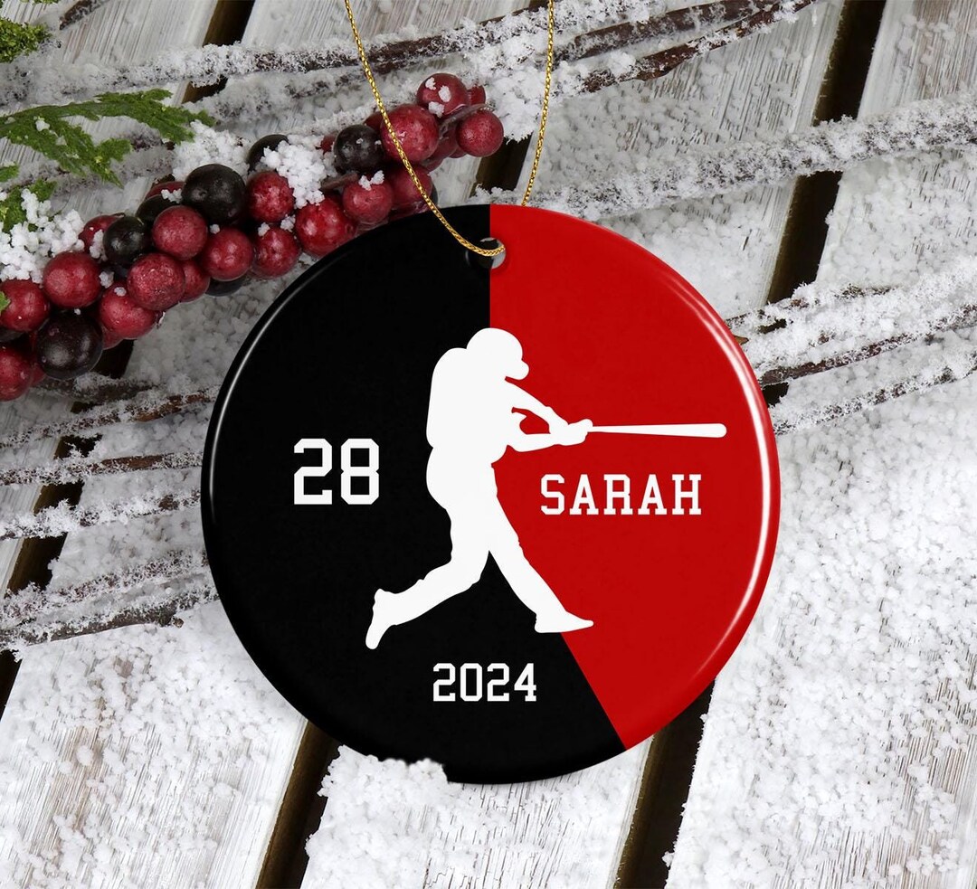 Personalized Baseball Player Christmas Ornament, Custom Team Colors ...