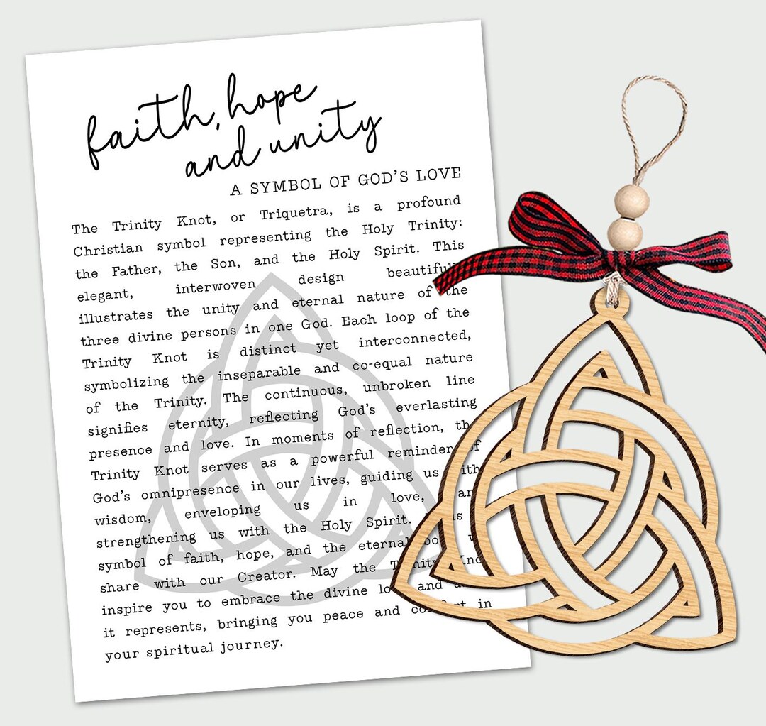 Trinity Knot Ornament - Faith Hope and Unity Story Card - Celtic Wooden ...