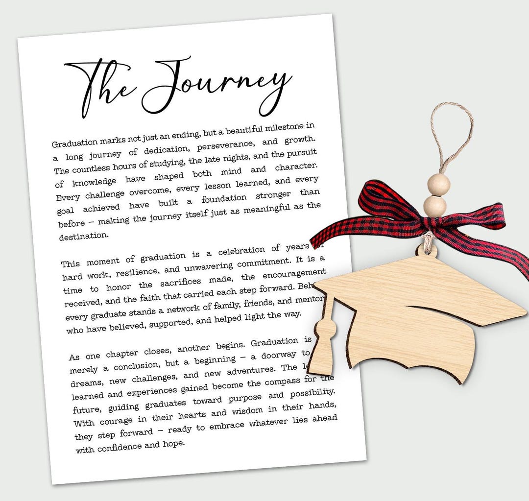 Graduation Cap Ornament - the Journey Story Card - Wooden Graduation ...