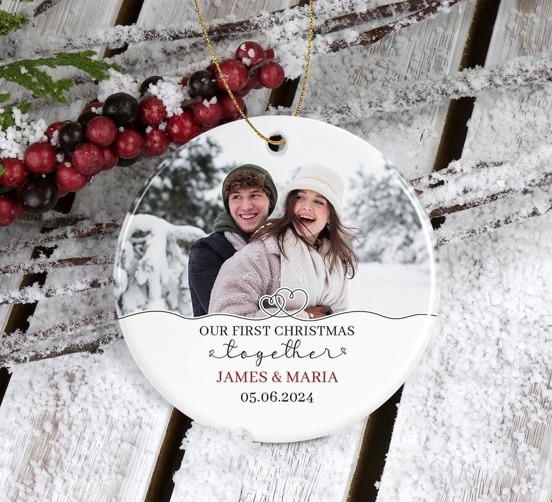 Personalized Photo Couple 1st Xmas Together Ceramic Ornament, Our First ...