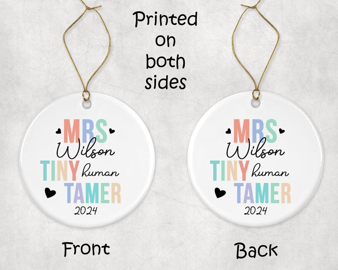 Personalized Tiny Human Tamer Ornament - Daycare Teacher Ornament ...