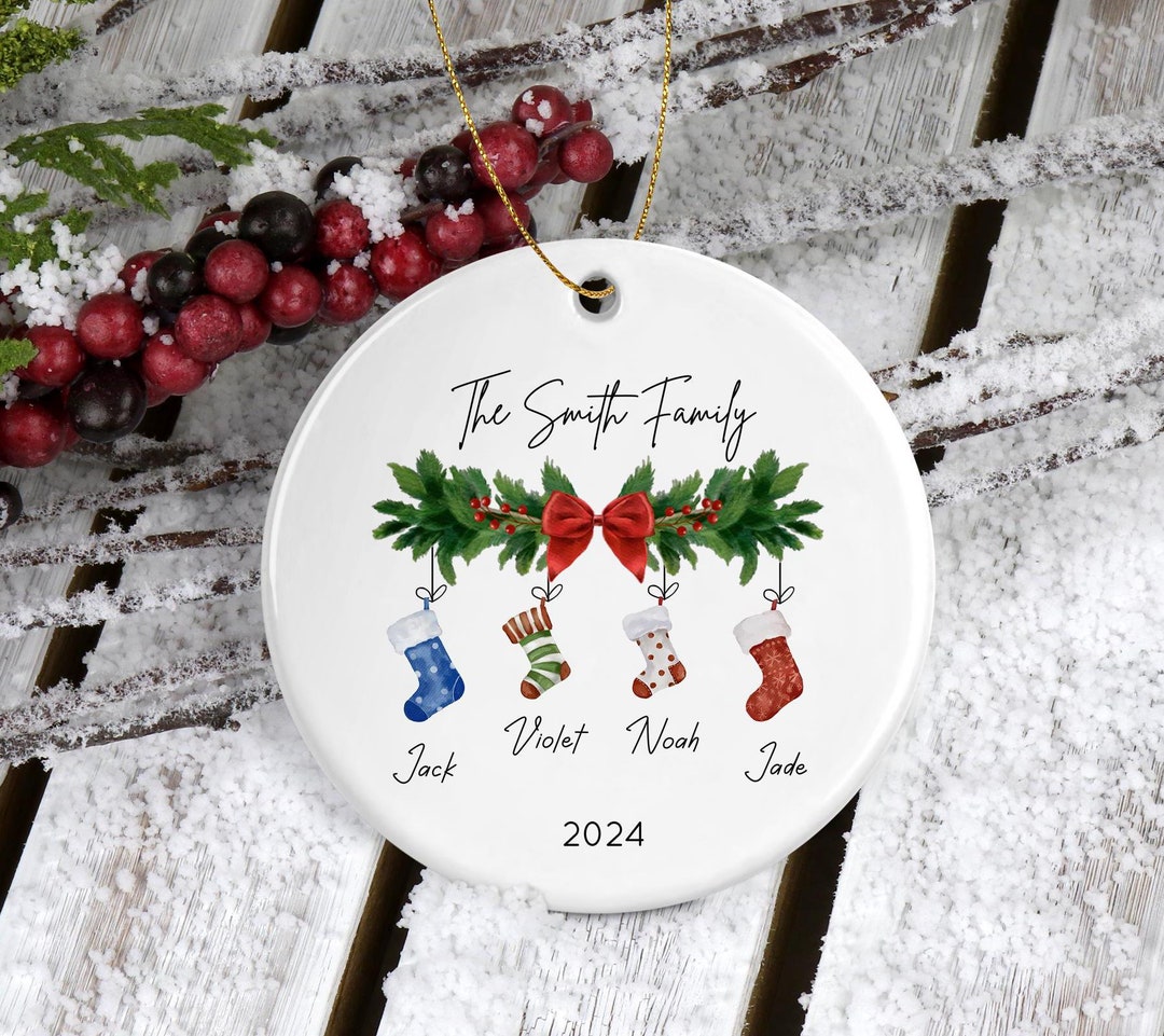 Personalized Family of 4 Ornament, Custom Family Stocking Ornament With ...