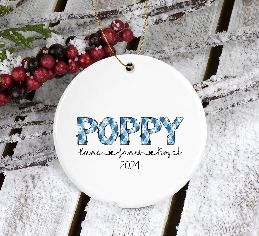 Personalized Ceramic Ornament Poppy Ornament Custom Ornament With Kids ...