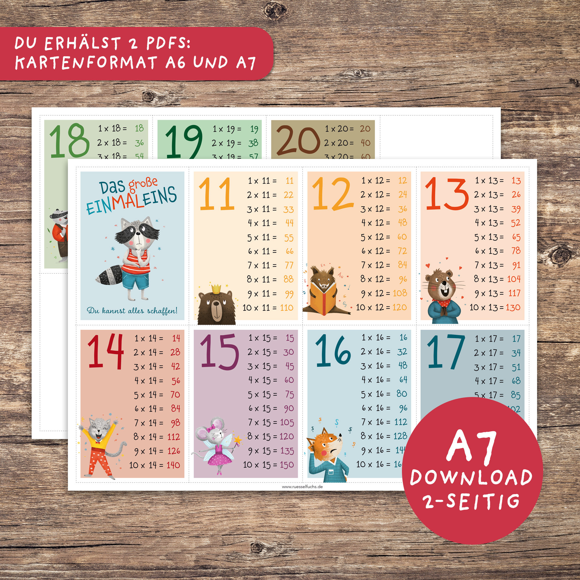 Multiplication Table Cards PDF | the Multiplication Table to Print ...