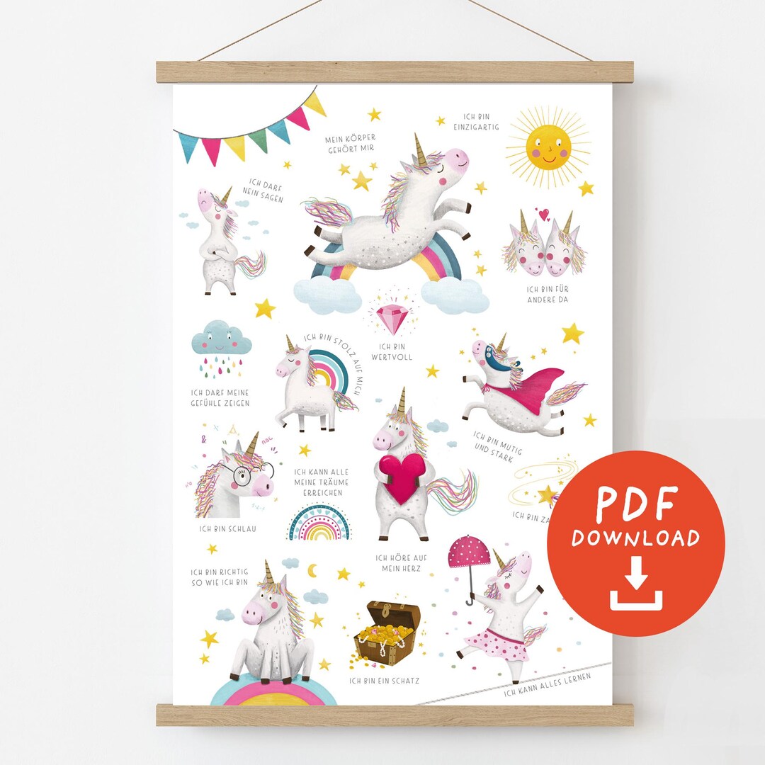Unicorn Affirmation Poster for Prints | A4, A3, A2 Formats | PDF ...