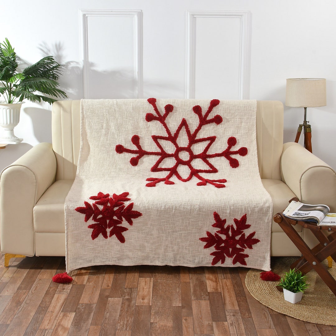 Christmas Throw Boho Throw Christmas Tufted Blanket Cotton Throw ...