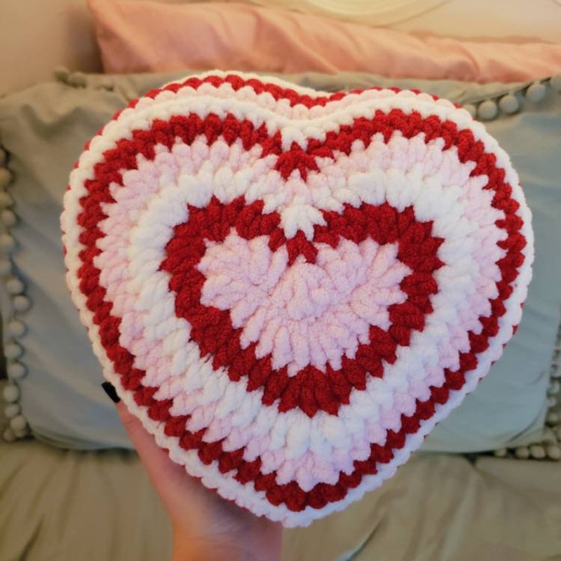 Crochet Heart Pillow - Etsy