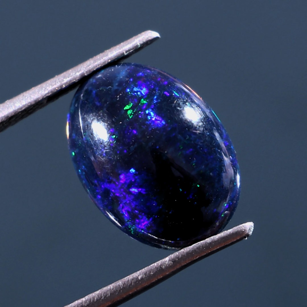 Natural Black Opal Cabochon – Rainbow Fire, 11x9mm Oval Gemstone - Etsy
