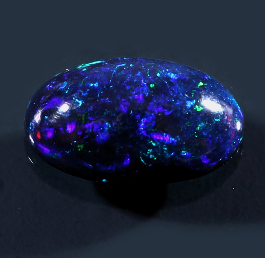 Natural Black Opal Cabochon: Multi Fire Oval Gemstone (8x10mm) - Etsy