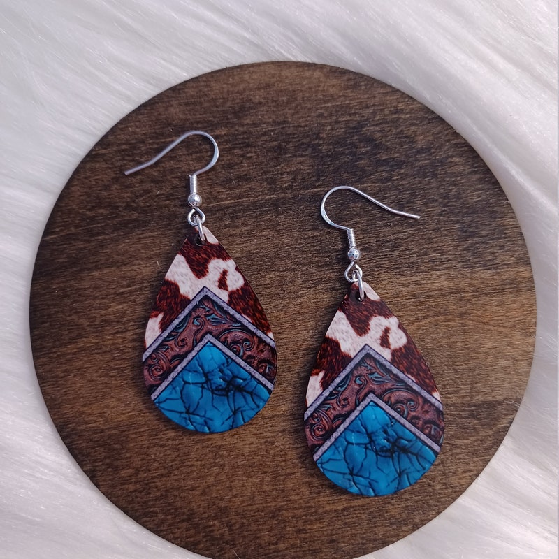 Cowhide Earrings - Etsy Australia