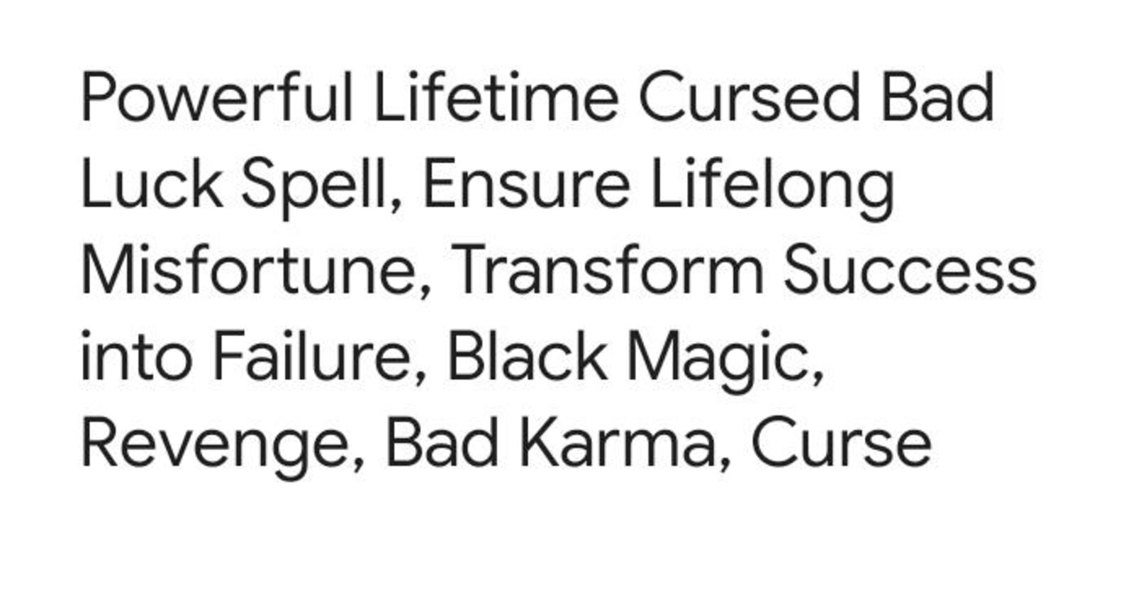 Powerful Lifetime Cursed Bad Luck Spell, Ensure Lifelong Misfortune ...