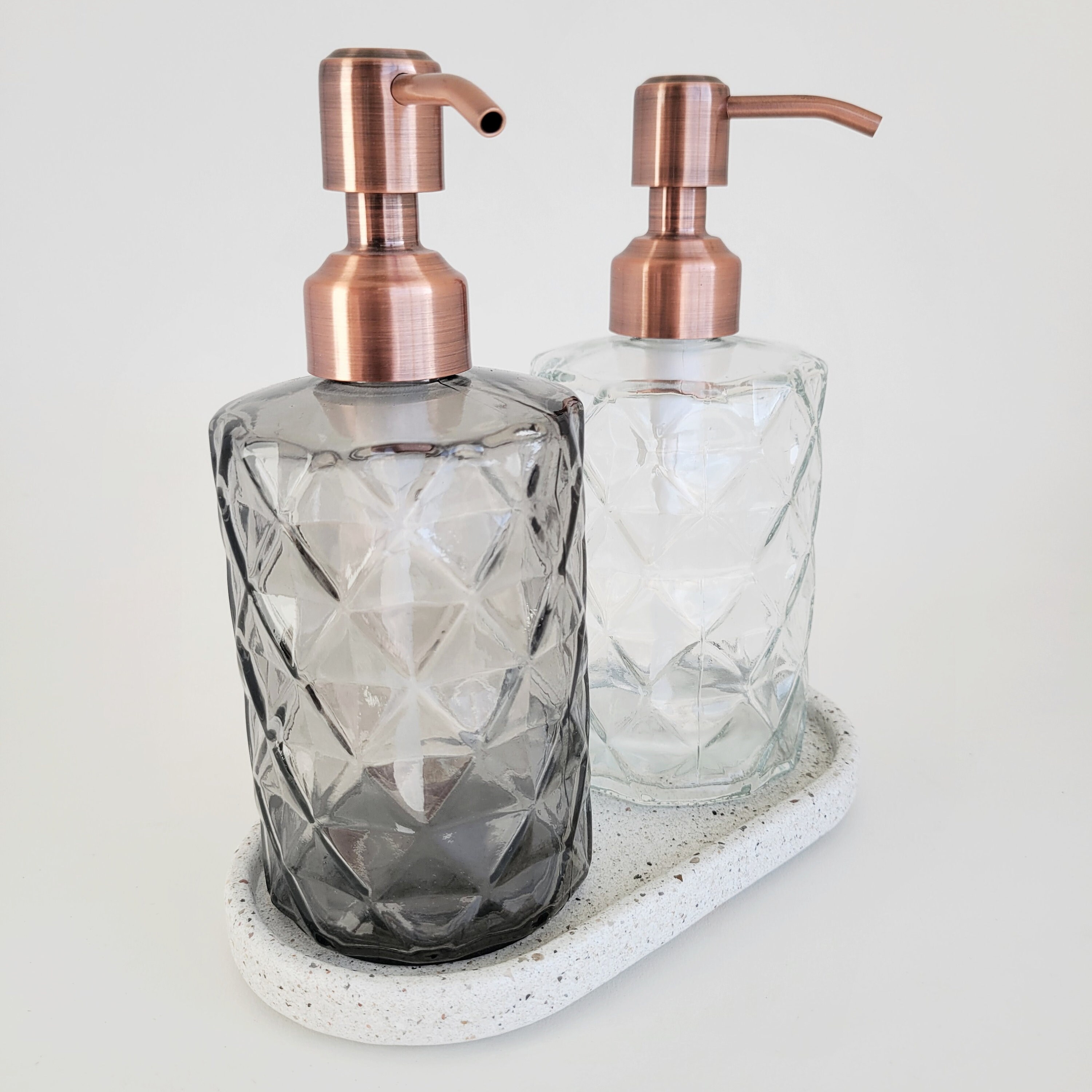 Modern White Terrazzo Oval Sink Tray, Sandstone Soap Dispenser Tray ...