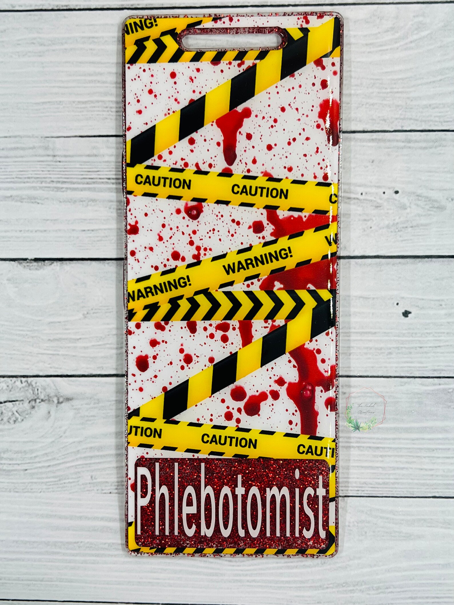 Caution Tape Blood Splatter Badge Buddy Holiday Badge - Etsy