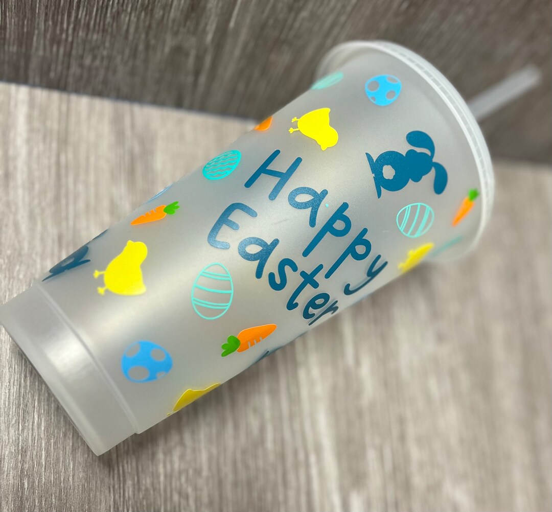 Easter Bunny Starbucks Style Cold Cup. Happy Easter Plastic Tumbler ...