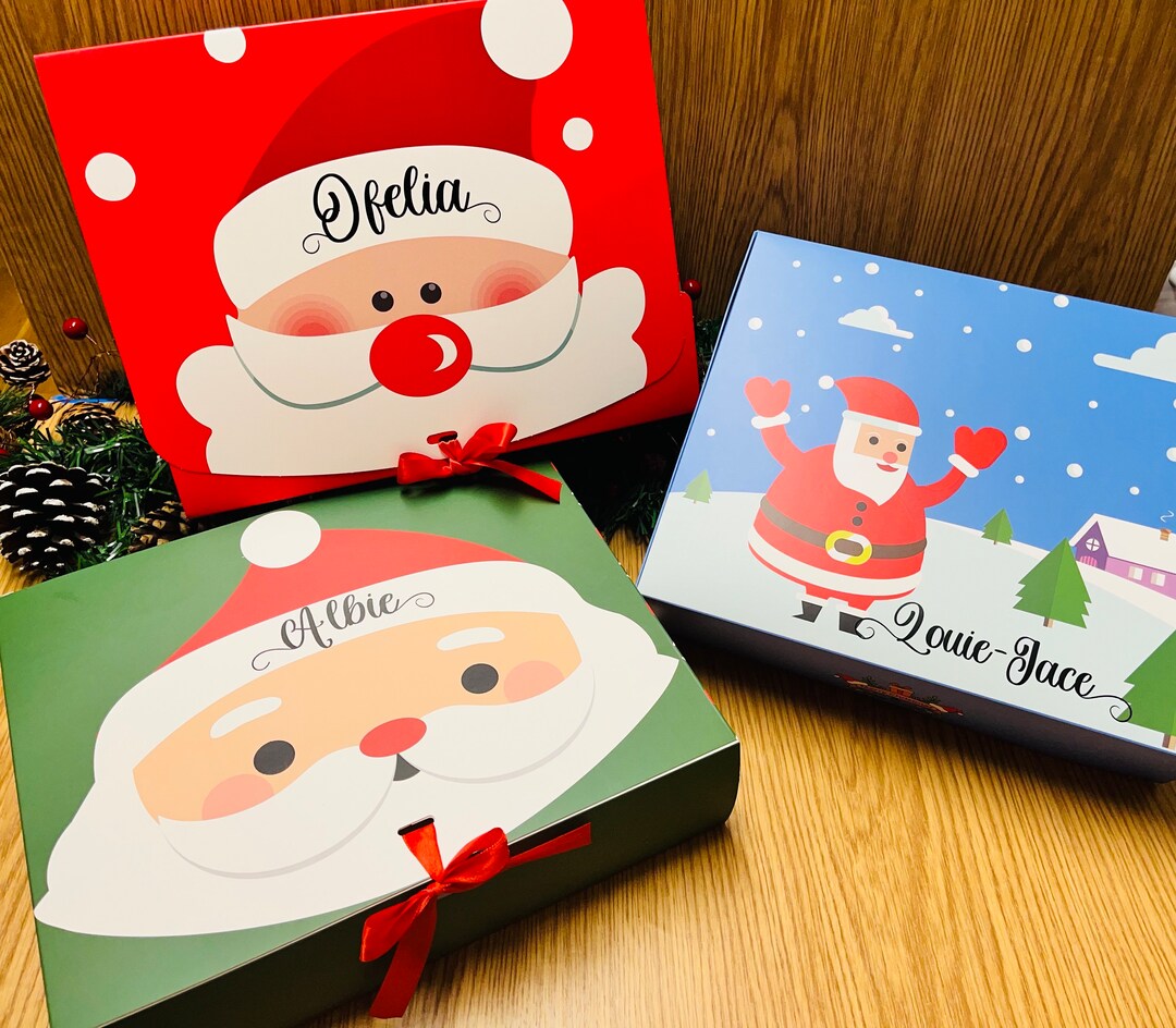 Personalised Christmas Eve Gift Box. Father Christmas Gift Box & Ribbon ...