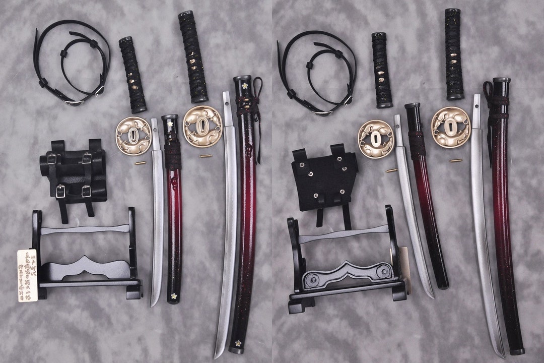 1:3 Scale Miniature Model Samurai Katana Sword Red Black Color Holster ...