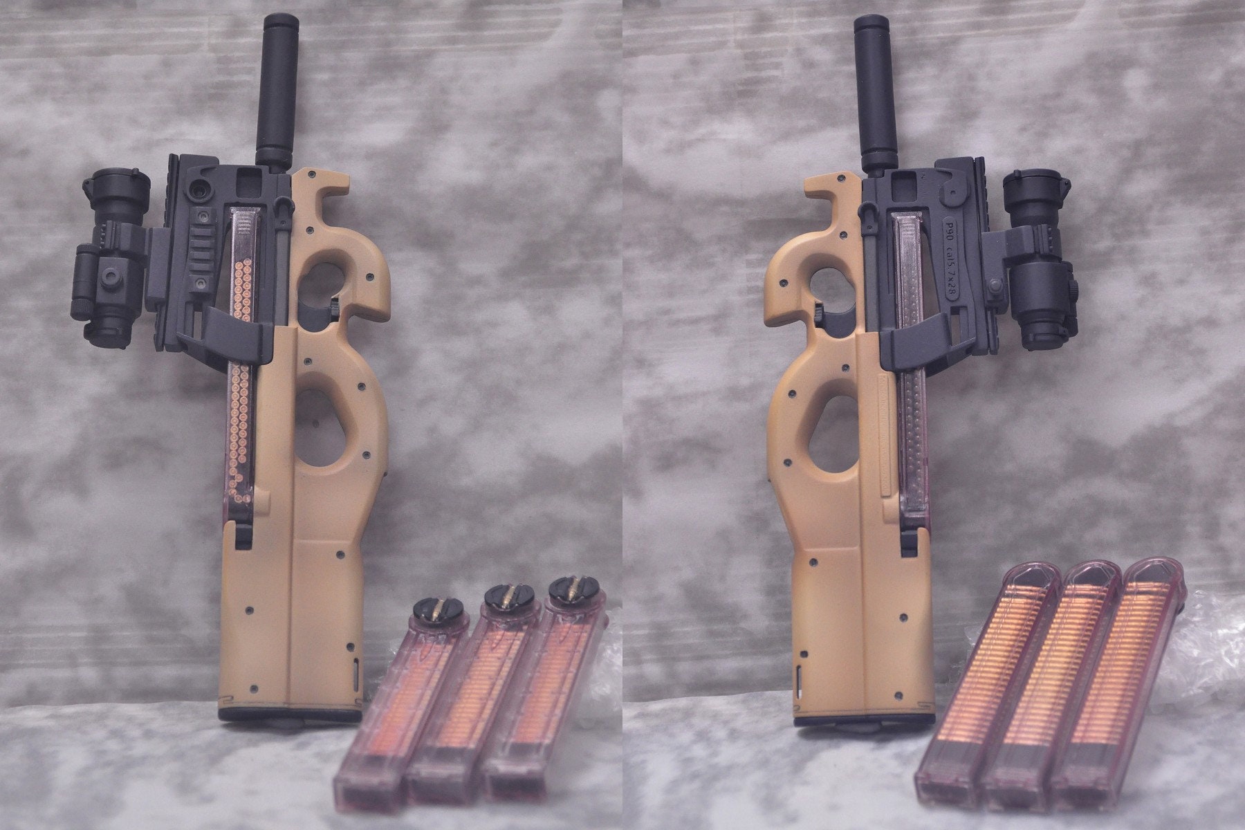 1:3 Scale Miniature Model Kit Fn P90 Full Set Black Tan Color Fit Volks ...