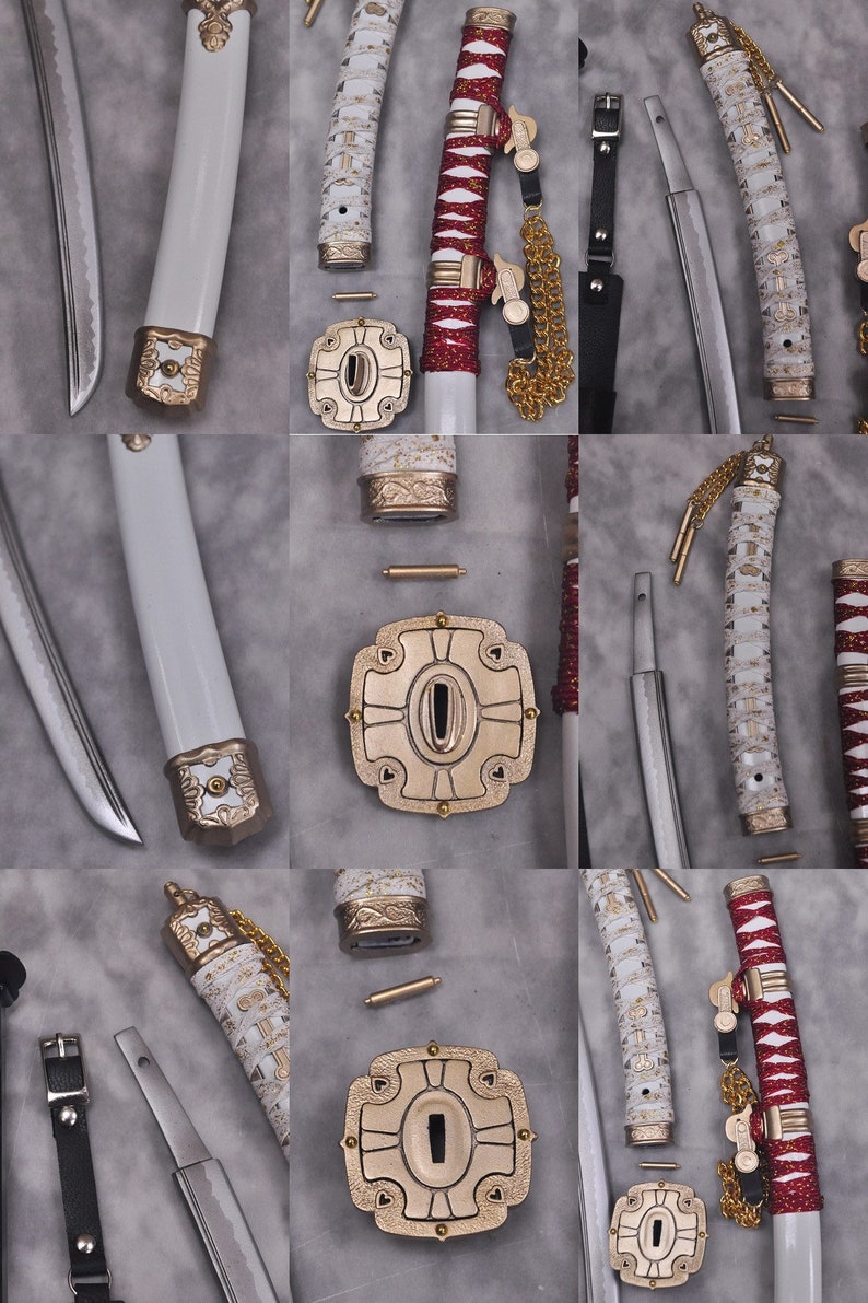 1:3 Scale Miniature Model Samurai Odachi Sword 50 Cm White Gold Color ...