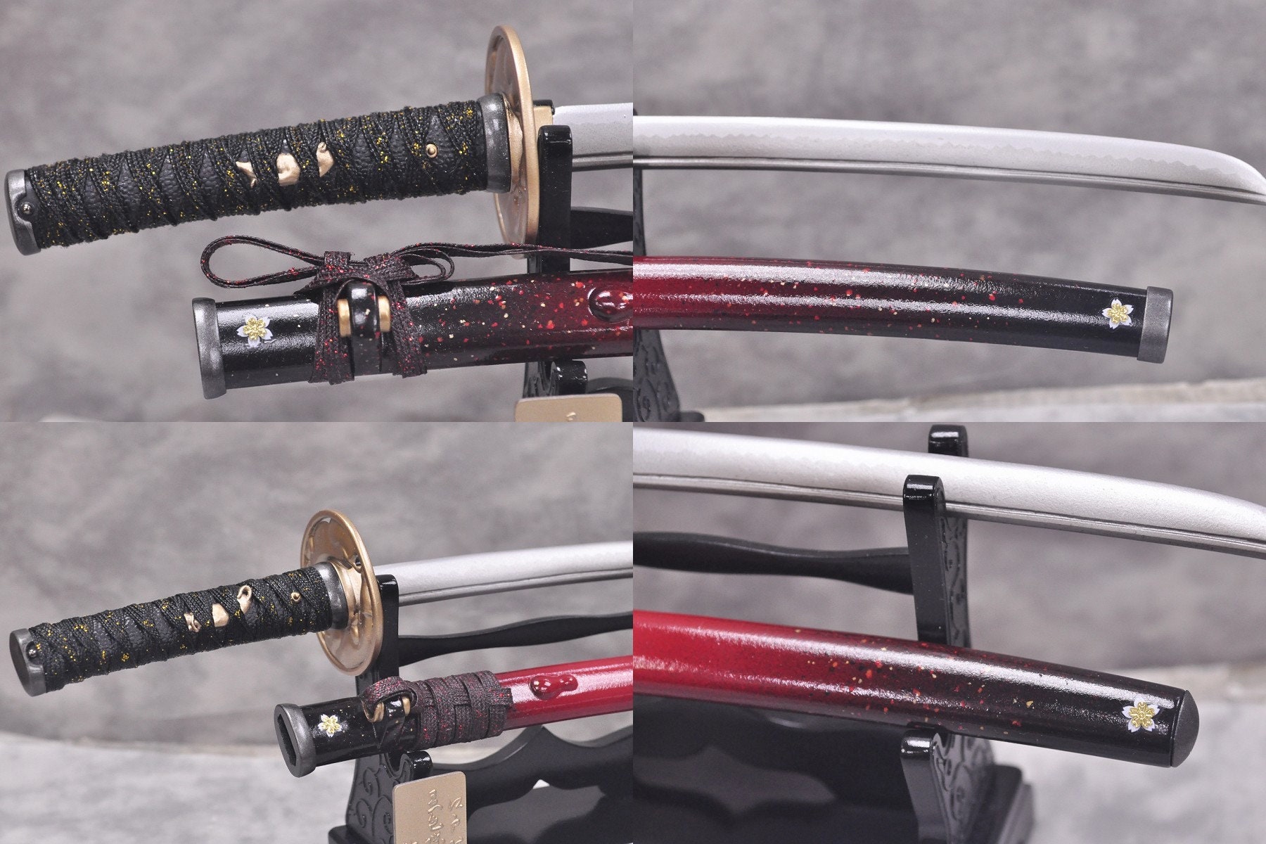 1:3 Scale Miniature Model Samurai Katana Sword Red Black Color Holster ...