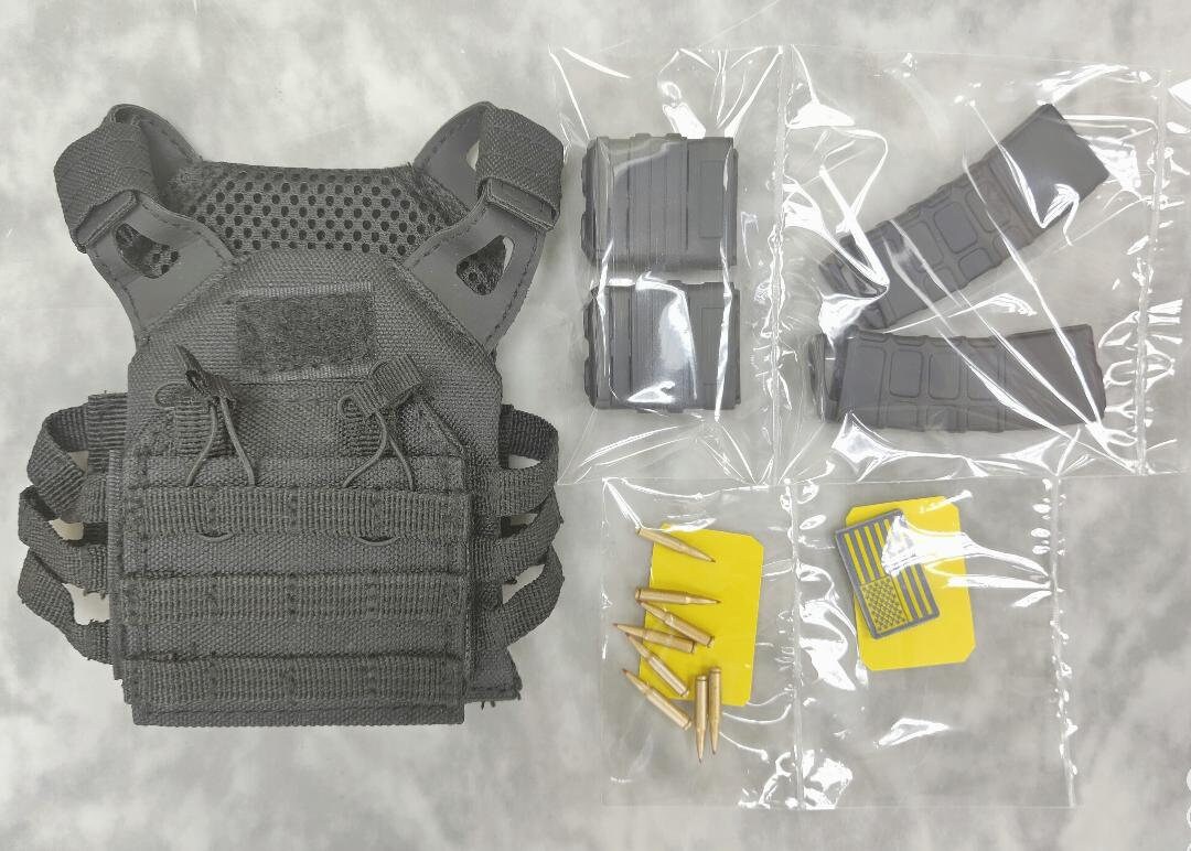 1:3 Scale Miniature Model Black Color Tactical Vest Two Magazines Two ...