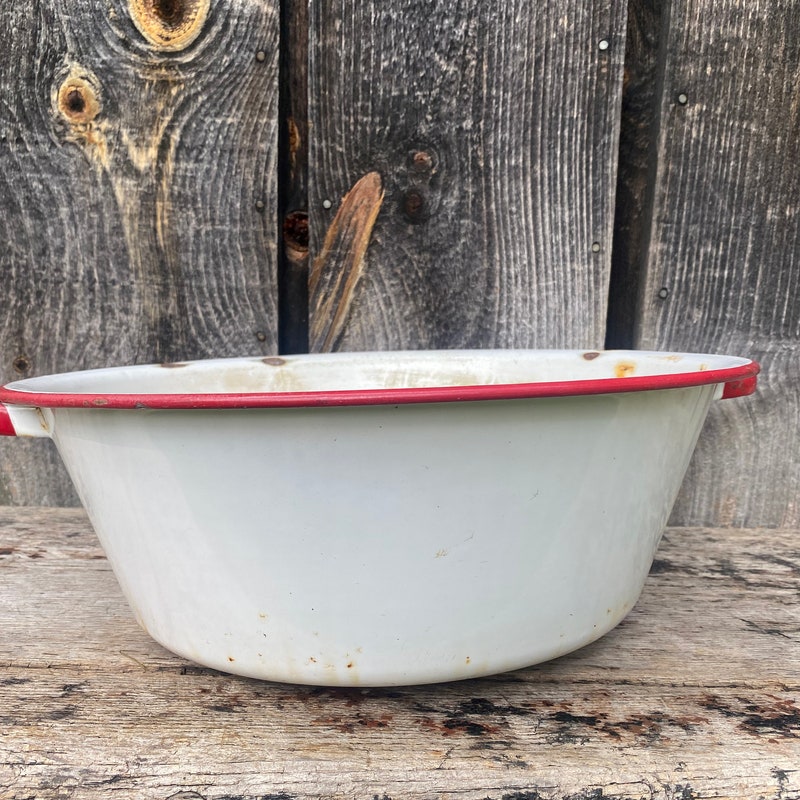 Red Enamel Bowl - Etsy