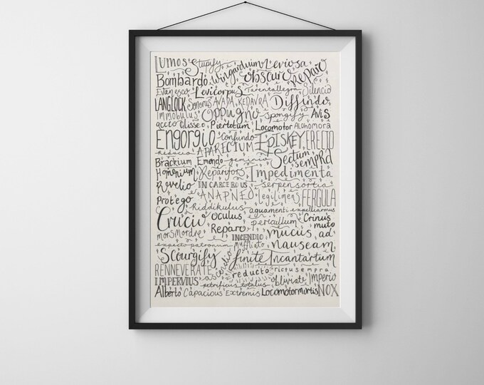 Harry Potter Spells Print | Wall Art Decor | Home Decor | Poster Print ...
